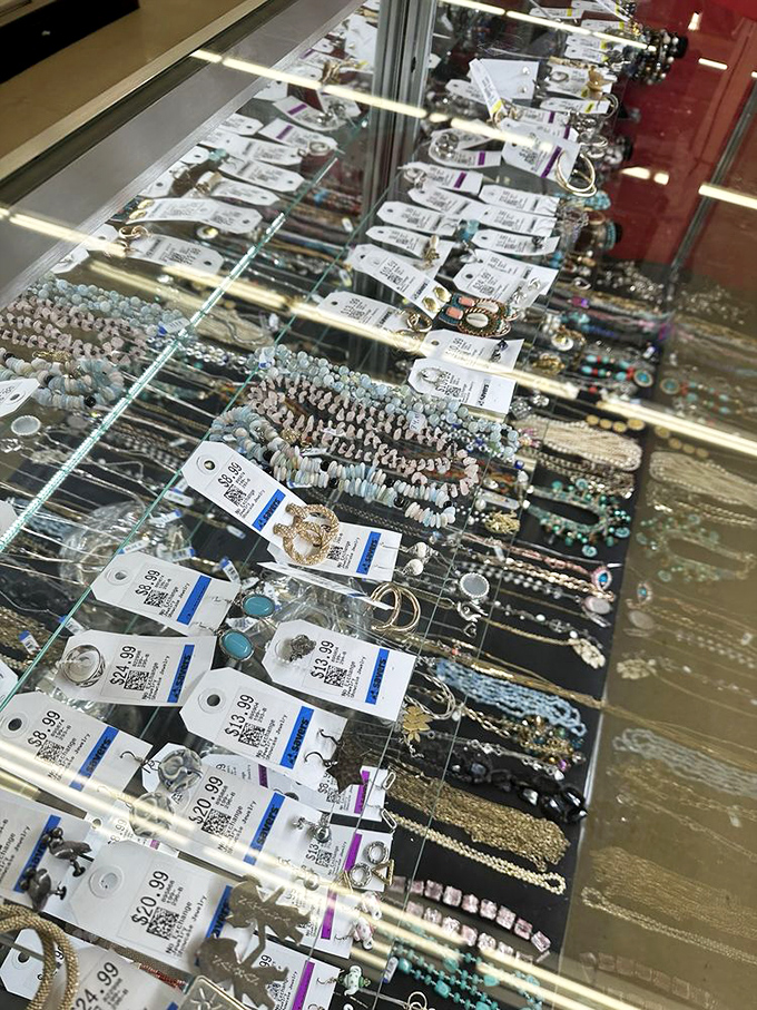 Jewelry displays glitter with possibility&mdash;someone's discarded statement necklace is about to become your conversation starter at next week's book club.