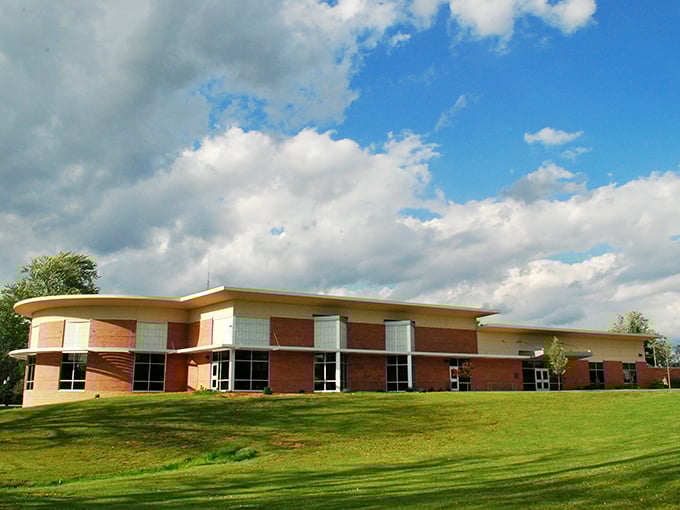 Modern meets functional at Alma's public library, where community knowledge and contemporary architecture create a welcoming intellectual hub.