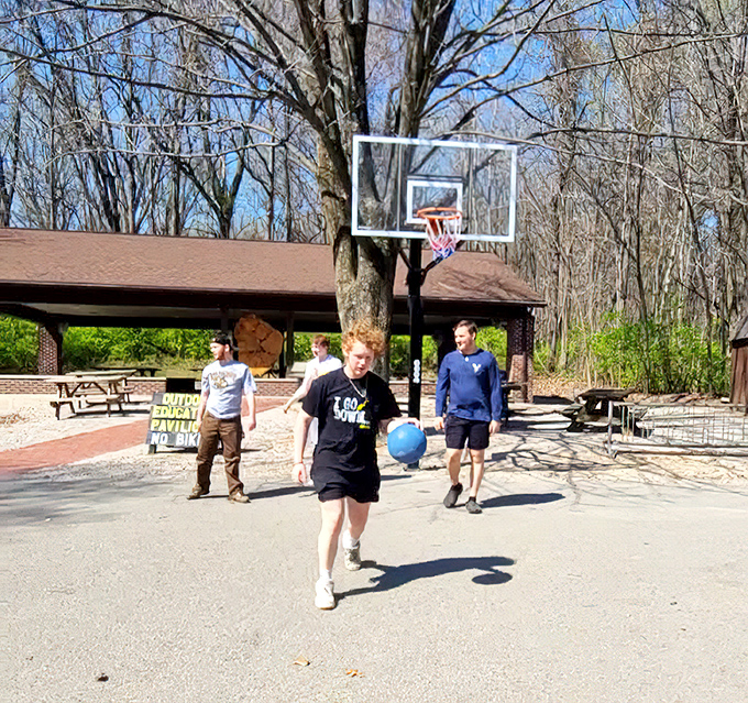 The park's recreation areas offer simple pleasures like basketball and picnicking. Sometimes the best entertainment doesn't need charging.
