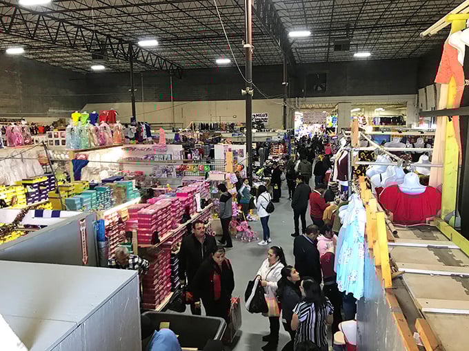 A sea of shoppers navigating the marketplace maze. The modern-day equivalent of panning for gold, but with better lighting.