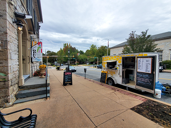 Food trucks and local shops create Bellefonte's vibrant street scene. The perfect spot to grab lunch and pretend you're considering moving here permanently.