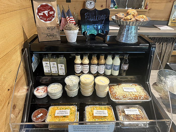 The grab-and-go section for when you can't bear to leave empty-handed. Those homemade dressings are liquid gold worth hoarding in your fridge.
