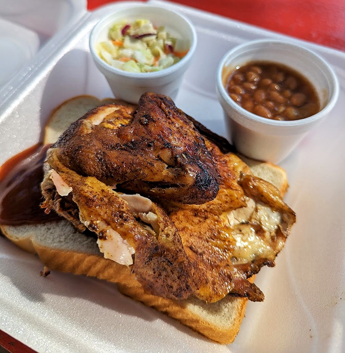 Barbecued chicken that defies the "dry poultry" stereotype. This bird didn't just visit smoke&mdash;it embraced it like an old friend.