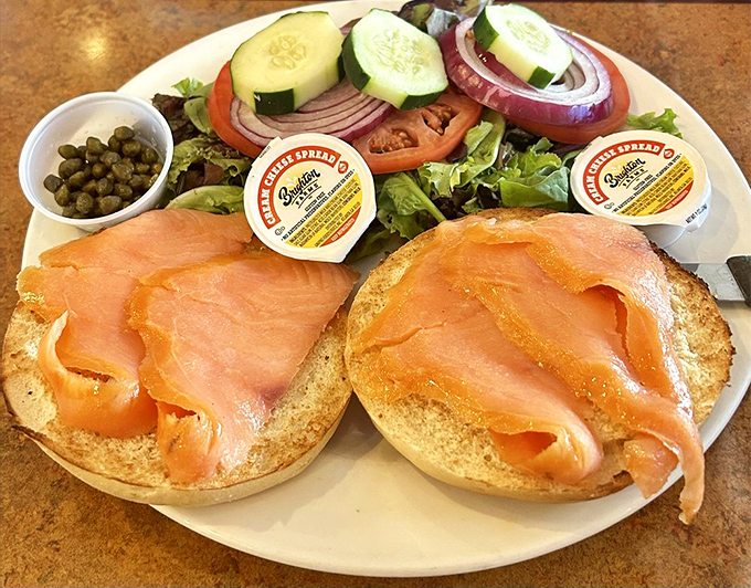The bagel salmon plate&mdash;where New York deli tradition meets Pennsylvania hospitality. Ocean-to-table poetry on a circular canvas.
