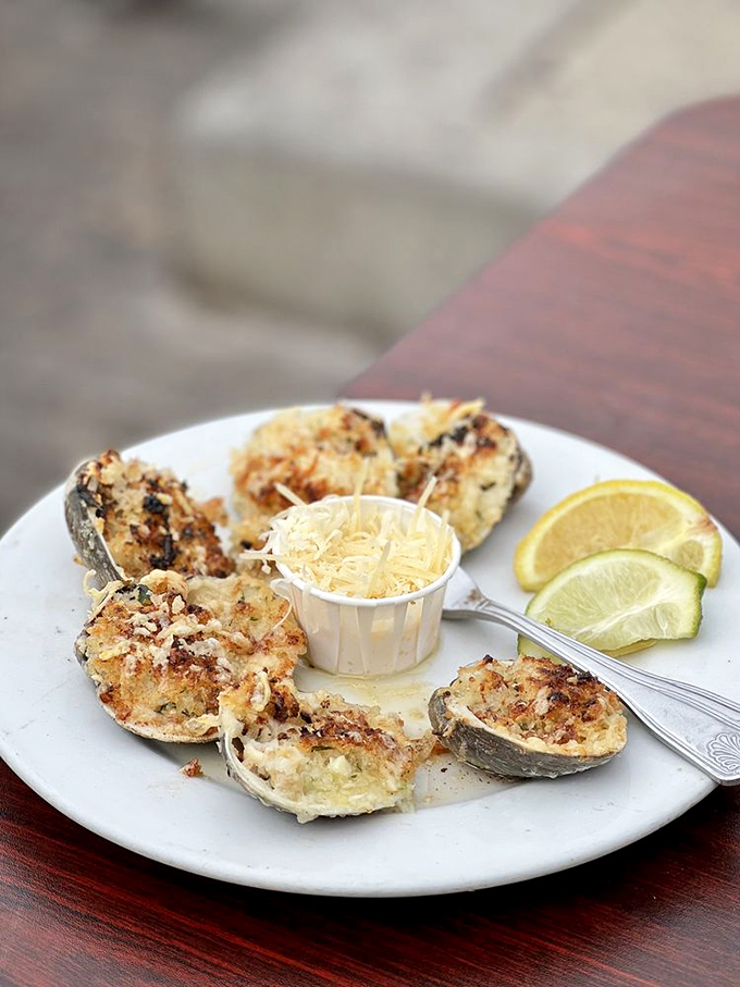 These baked clams have more personality than most people I dated in college. The cheese pull alone deserves its own Instagram account.