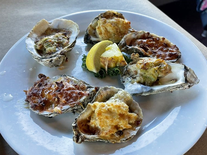Baked oysters that make you wonder why humans ever cook anything else. Each shell cradles a little ocean-flavored miracle topped with buttery goodness.