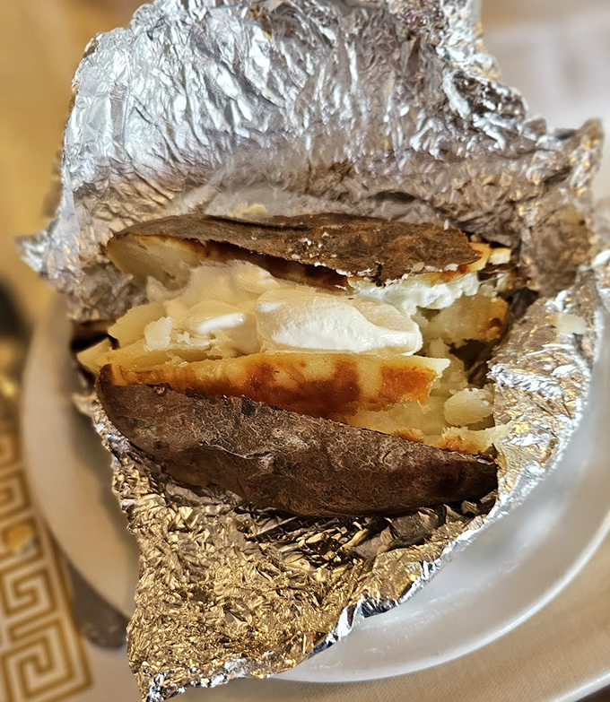 A loaded baked potato that transforms this humble spud into a meal worthy of its own zip code.