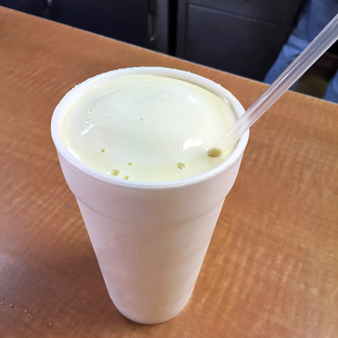 The banana shake sits innocently in its foam cup, concealing its power to transport you back to simpler times.