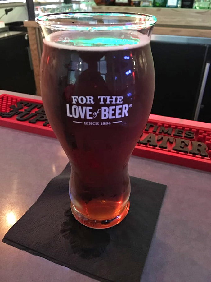 "For the Love of Beer" indeed&mdash;a perfectly poured amber brew waiting patiently while you contemplate which comfort food deserves your attention first.