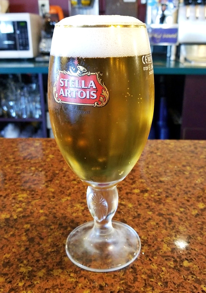 Nothing complements fried food like a cold one. This Stella Artois gleams like liquid gold in its signature chalice&mdash;the perfect palate cleanser.