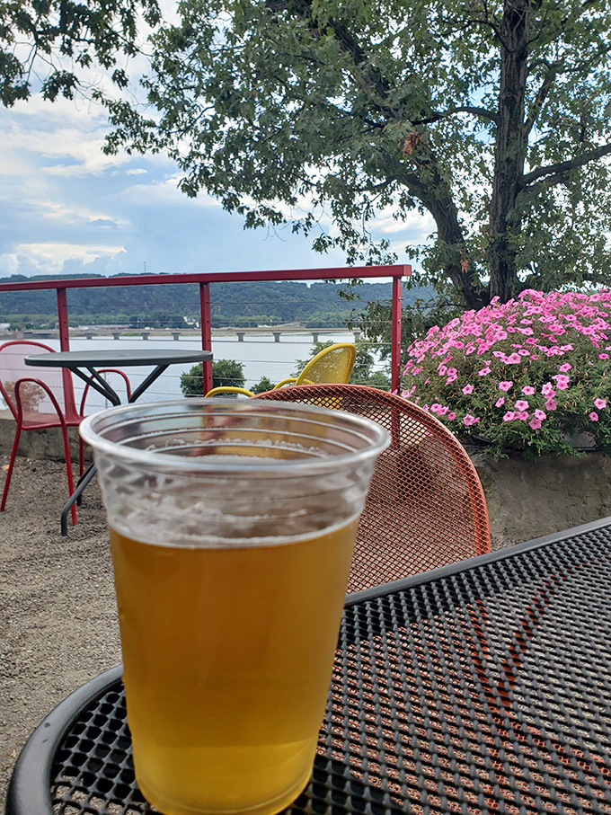 A cold beer with a view of the Susquehanna River &ndash; proof that sometimes the best appetizer isn't on the menu but right outside the window.