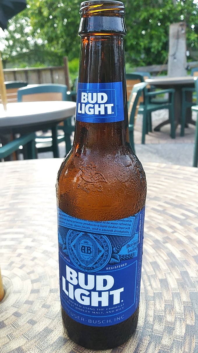 Nothing complements a Florida feast like an ice-cold beer on the patio. This bottle is sweating almost as much as I was after trying the hot sauce.