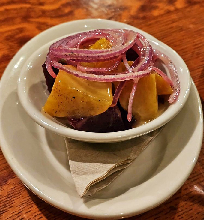 These pickled beets with red onions aren't just a side dish&mdash;they're a palette cleanser that prepares you for the next round of indulgence.