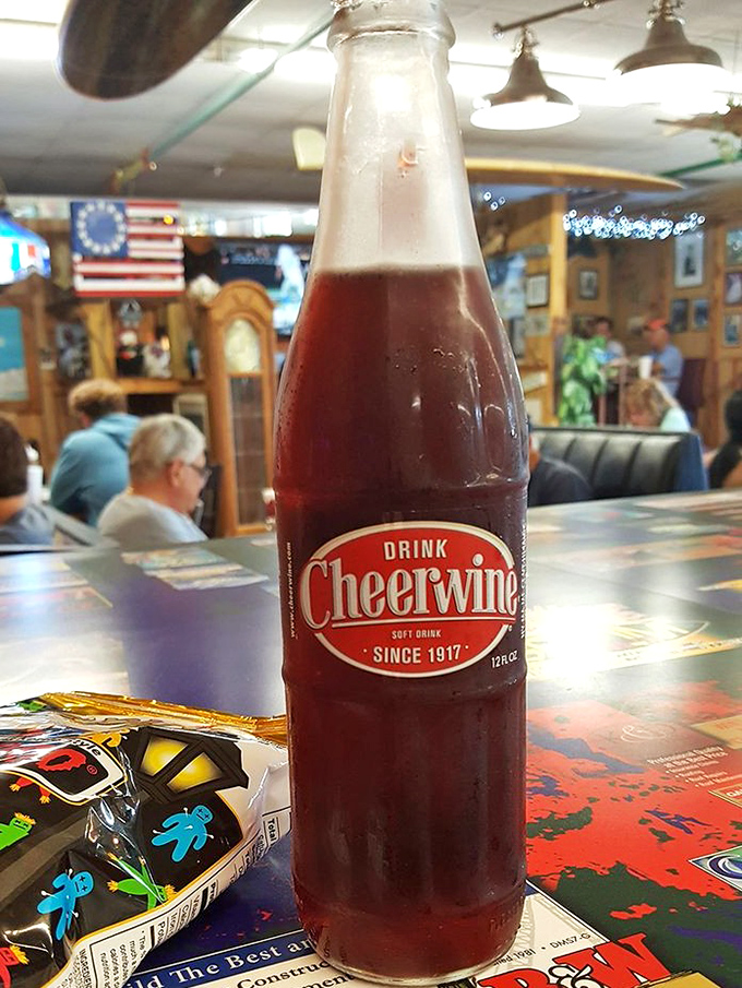 Classic Cheerwine in a bottle, bringing that Carolina cherry cola magic to the Jacksonville Beach scene.