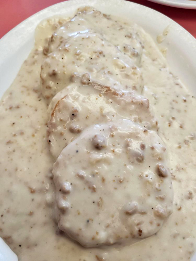 Biscuits and gravy so comforting they should come with a warning: "May induce spontaneous sighs of contentment and food-related daydreams."