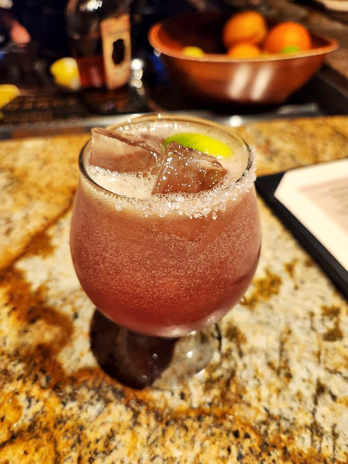 This isn't just a cocktail; it's a sunset in a glass, promising vacation vibes even on a Tuesday in Ohio.