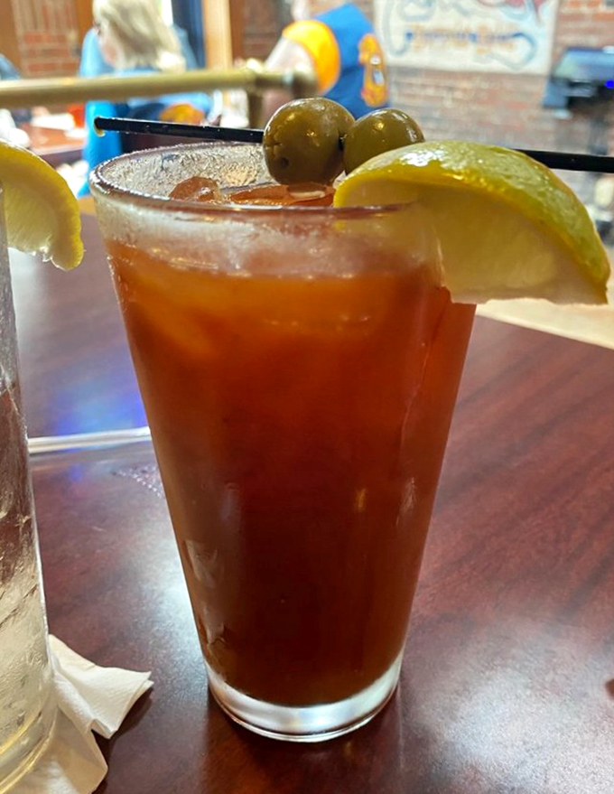 A Bloody Mary that's practically a meal unto itself, garnished with enough personality to start conversations with strangers at neighboring tables.