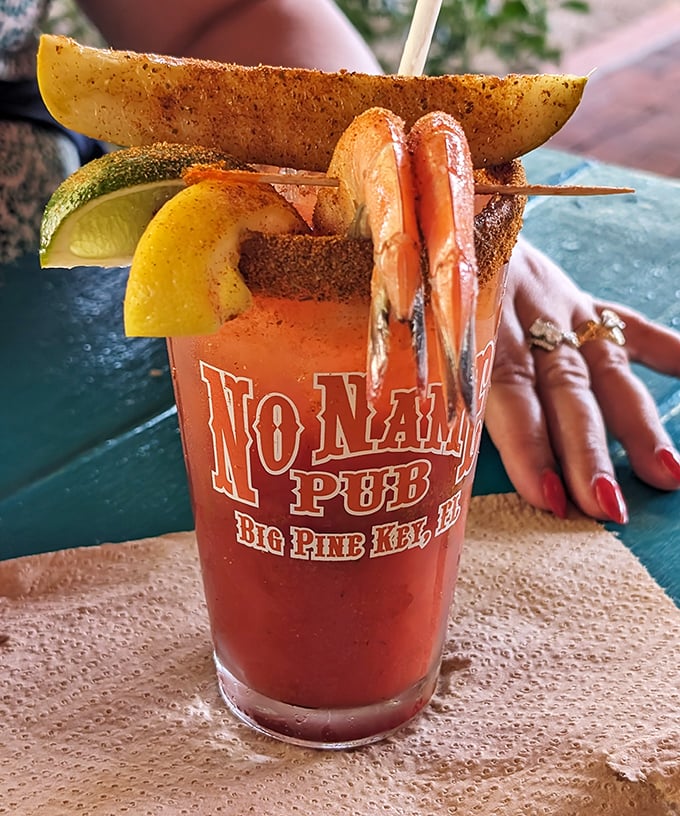 A Bloody Mary that's practically a meal &ndash; spiced to perfection and garnished with shrimp that could have been swimming that morning.