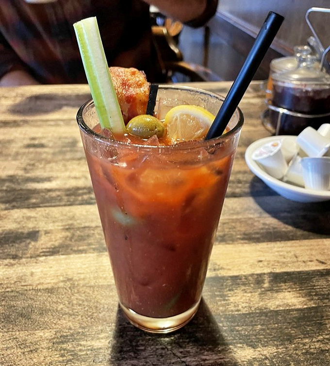 Their Bloody Mary arrives like a liquid salad &ndash; spicy, savory, and substantial enough to count as both beverage and appetizer course.