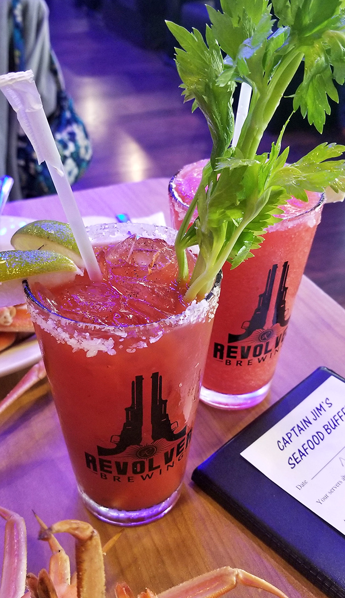 These Bloody Marys come dressed for success with celery stalks standing tall &ndash; liquid appetizers that set the stage for seafood feasting.