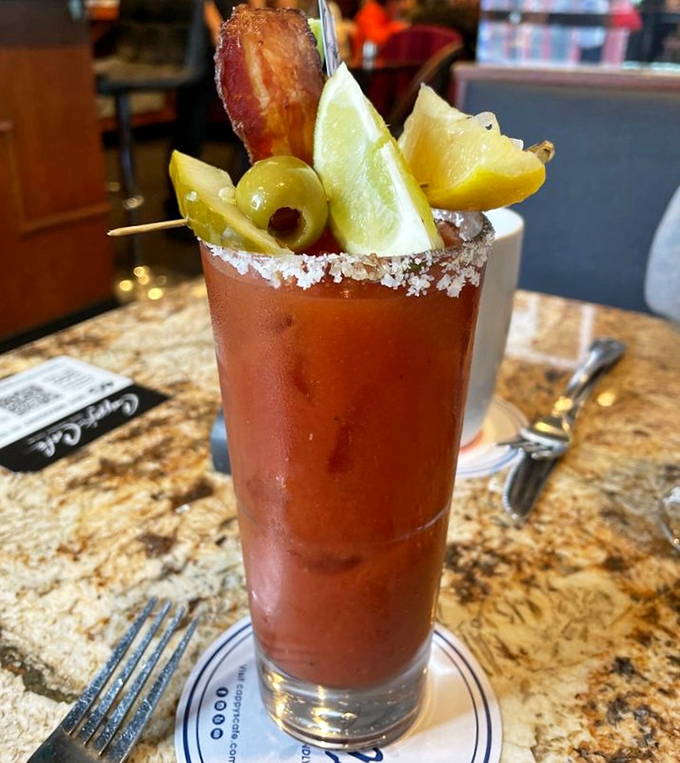 The Bloody Mary that puts other morning cocktails to shame &ndash; garnished with enough appetizers to qualify as a first course.
