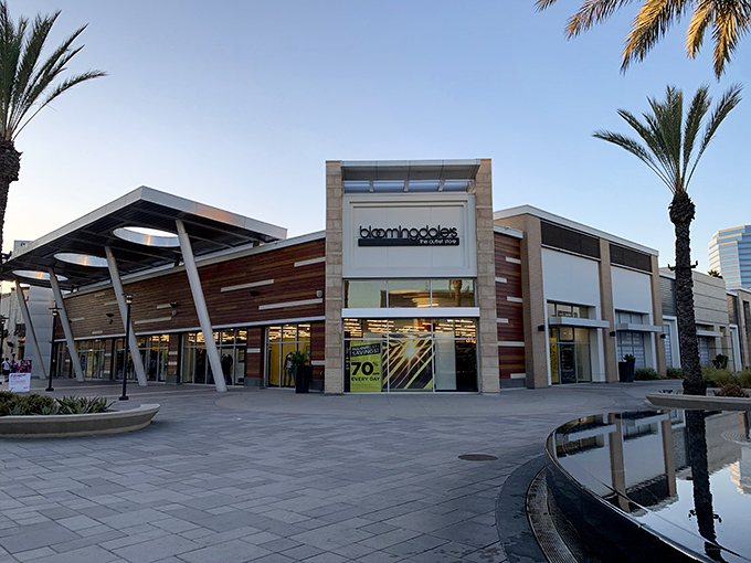 Bloomingdale's Outlet brings high fashion down to earth, where designer dreams meet reasonable price tags under the watchful gaze of SoCal palm trees.