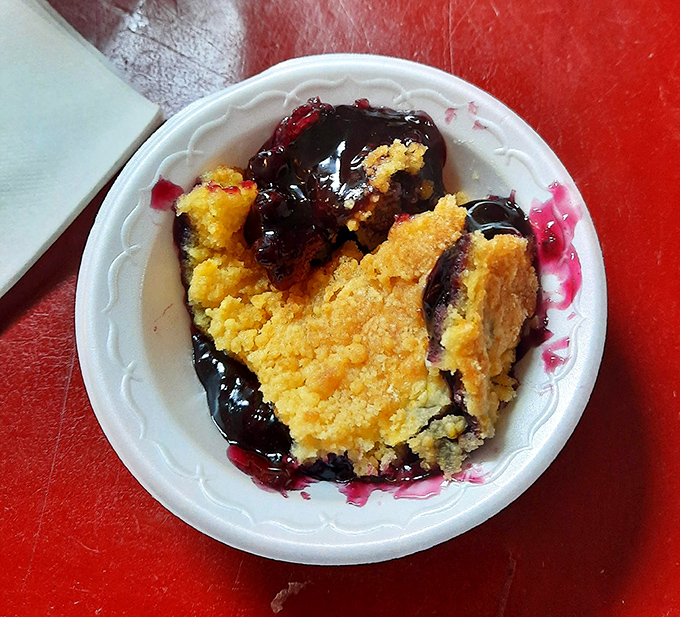 Blueberry cobbler that captures summer in a bowl. Those purple-blue juices mingling with buttery crumble create a dessert worth fighting relatives for.