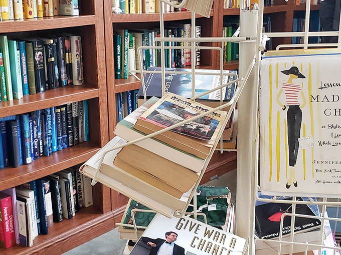 The well-organized book section offers literary treasures at bargain prices, proving that judging a book by its cover is perfectly acceptable when it costs less than a latte. 