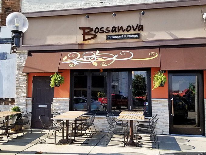 Bossanova's inviting patio practically whispers, "Skip that Zoom meeting and have lunch outside like a civilized human being."