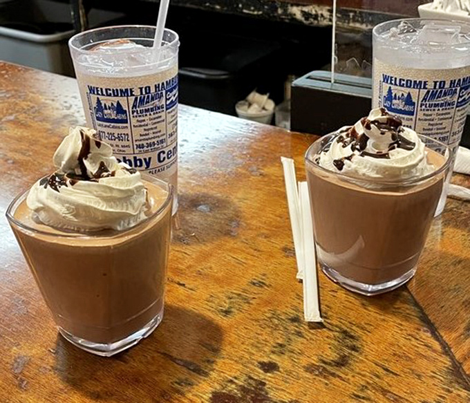 Milkshakes so thick they laugh at straws. These chocolate beauties topped with whipped cream are dessert masquerading as a beverage.