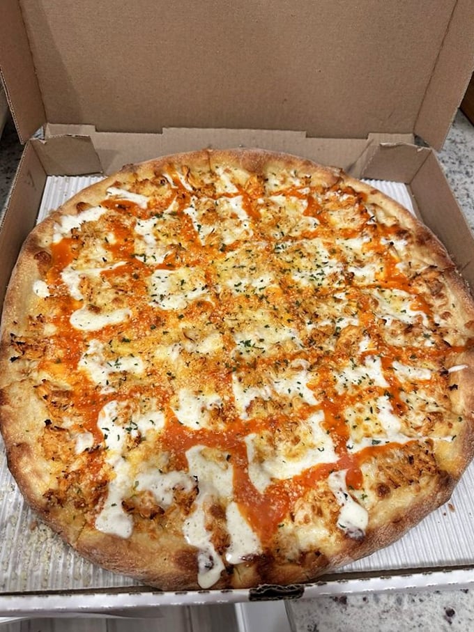 Buffalo chicken pizza: when two American classics collide, everybody wins &ndash; especially your taste buds.