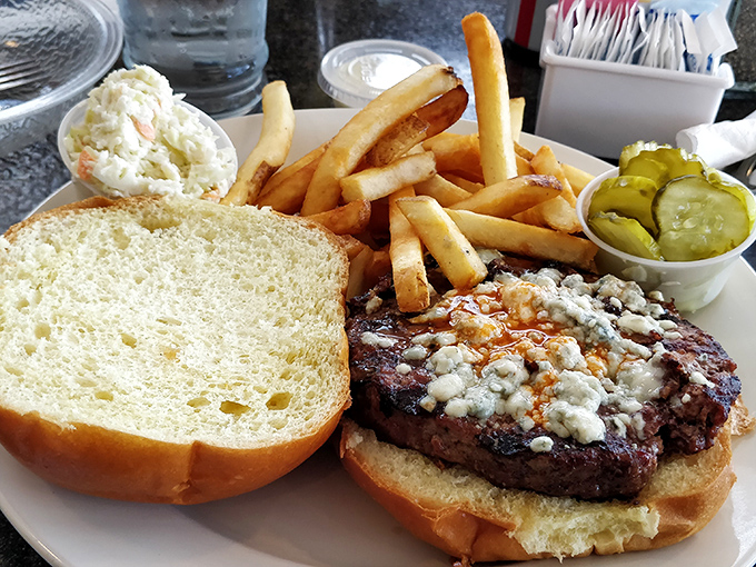 This burger isn't trying to reinvent the wheel&mdash;it's just perfecting it. Blue cheese crumbles add that tangy punch that makes ordinary Wednesday lunches extraordinary.