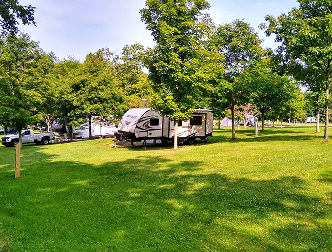 Home sweet temporary home. The spacious campground welcomes modern nomads seeking both comfort and connection with nature.