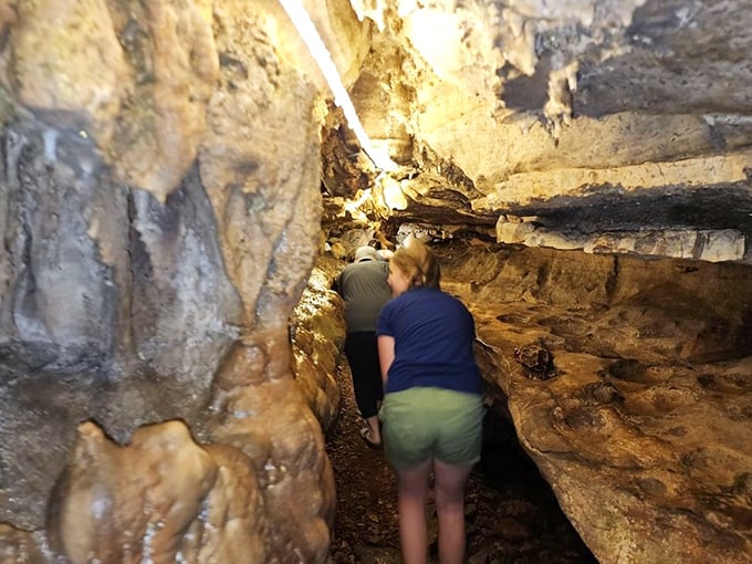 Tight squeezes and low ceilings make parts of the cave tour an intimate experience&mdash;claustrophobics might want to sit this one out!