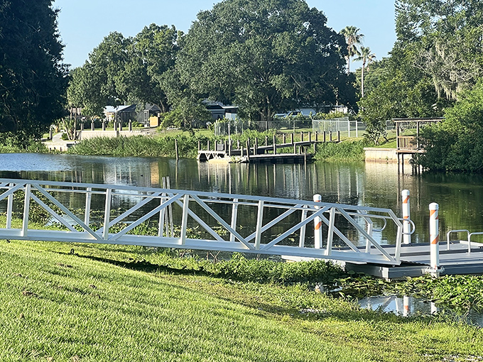 Centennial Park's dock invites contemplation and fishing tales of increasingly improbable proportions. Water access without coastal price tags.