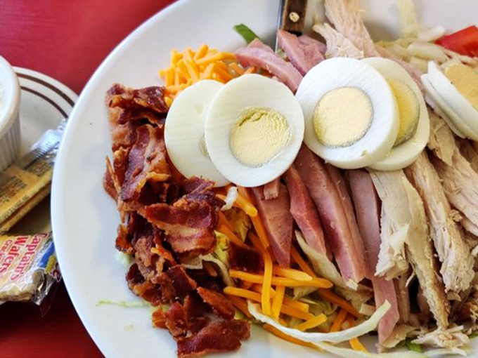 A chef salad that makes you feel virtuous while surrounded by people eating pancakes.