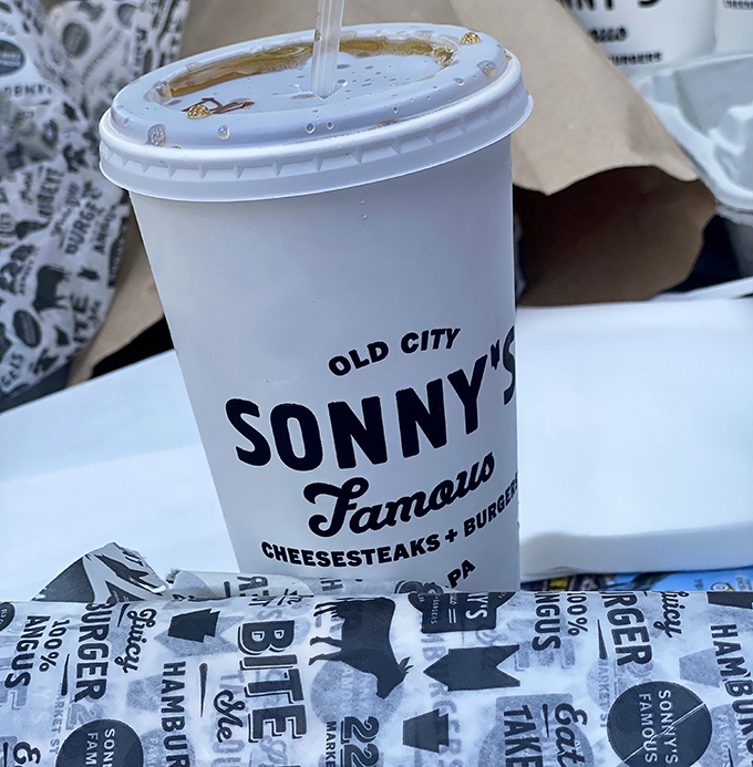 Even the drinks at Sonny's get the royal treatment. That cup is holding liquid happiness to wash down your sandwich masterpiece.
