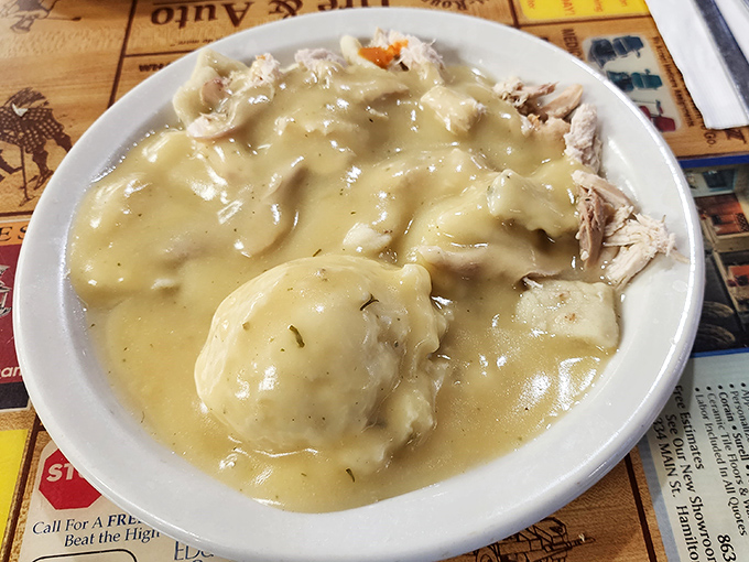 Chicken and dumplings that would make your grandmother both jealous and proud. Comfort in a bowl, no prescription required.