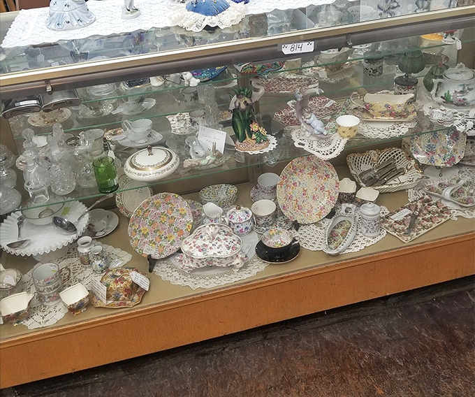 Delicate china patterns that survived decades of family dinners now wait for their next chapter. Your grandmother would approve of these additions to your collection.