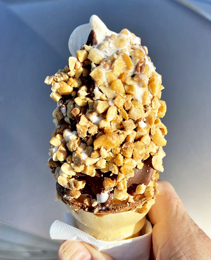 This isn't just a nut-covered ice cream cone&mdash;it's edible architecture, a testament to the beauty of simple pleasures done extraordinarily well.