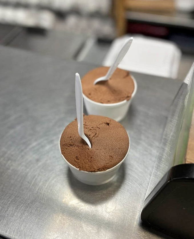 Chocolate gelato so rich and velvety it makes you wonder why anyone bothers with regular ice cream. Spoons at the ready!