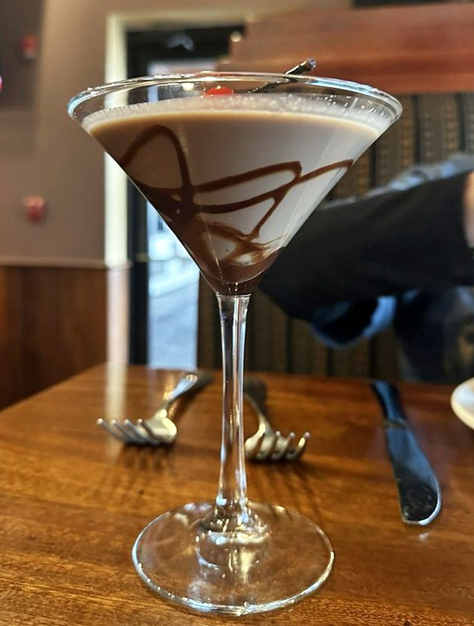 A chocolate martini that straddles the line between cocktail and dessert—like an adult milkshake that makes you feel sophisticated while indulging your sweet tooth.