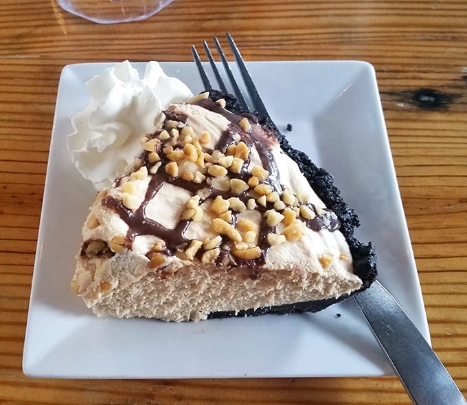 Chocolate peanut butter pie that would make Reese's weep with jealousy &ndash; the kind of dessert that justifies the entire concept of saving room.