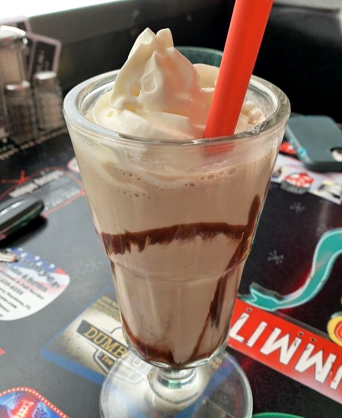 This isn't just a chocolate milkshake&mdash;it's a time machine in a glass, transporting you back to simpler days when happiness cost less than five dollars.