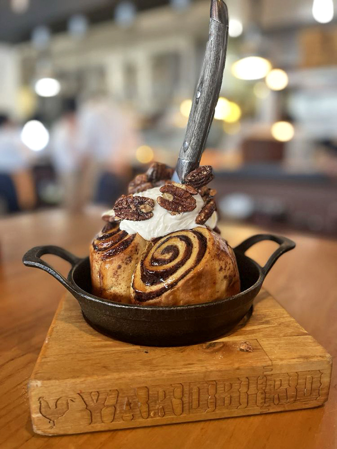 Cinnamon rolls that make you question every mall food court version you've ever eaten. Topped with pecans and pure joy.