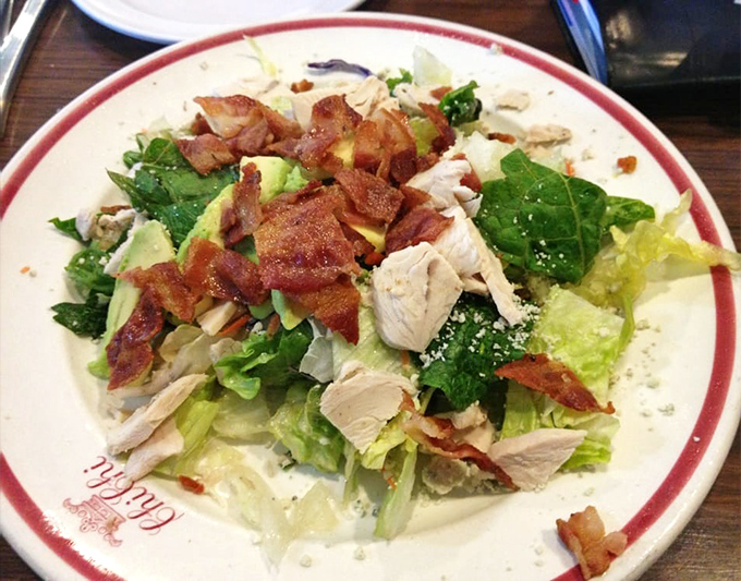 When you need a break from breakfast, this Cobb salad steps up to the plate with crispy bacon and tender chicken. Lunch redemption at its finest.