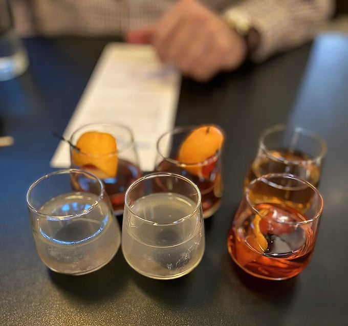 A flight of cocktails that proves good things come in small packages—like a tasting tour of mixology without the commitment issues.