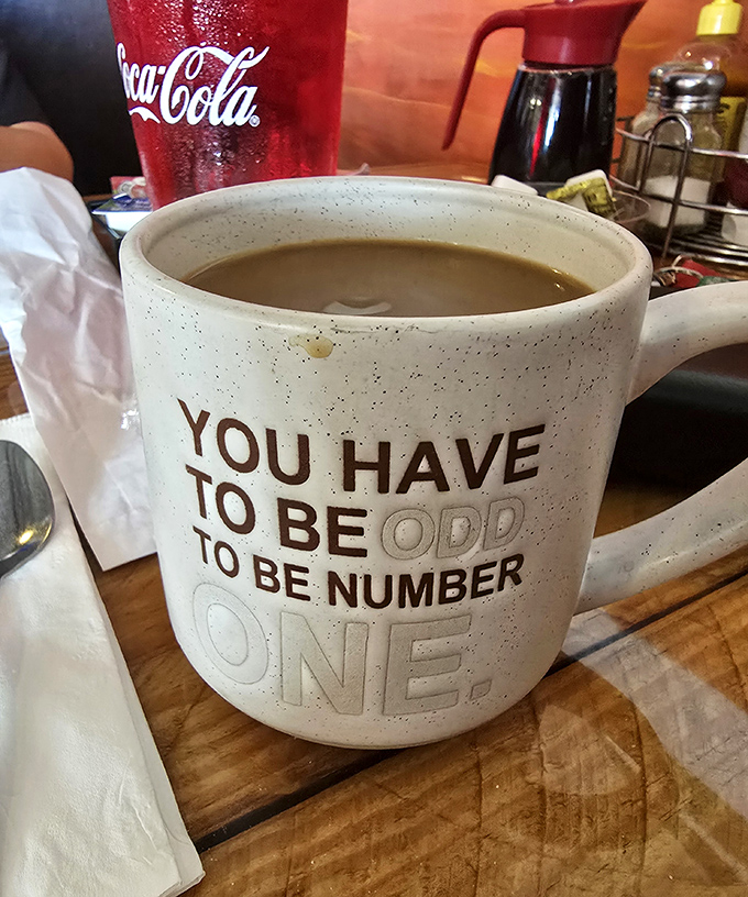 Coffee served with a side of philosophy. This mug doesn't just hold your morning brew&mdash;it delivers the pep talk you didn't know you needed.