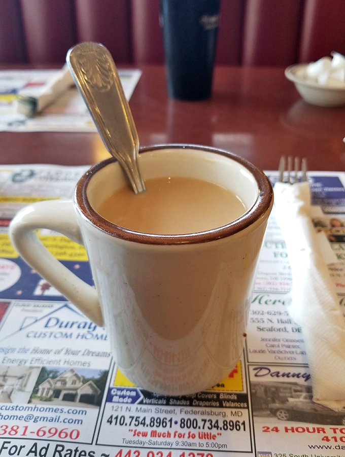 That classic diner coffee mug—where the warmth in your hands is almost as comforting as the caffeine in your system.