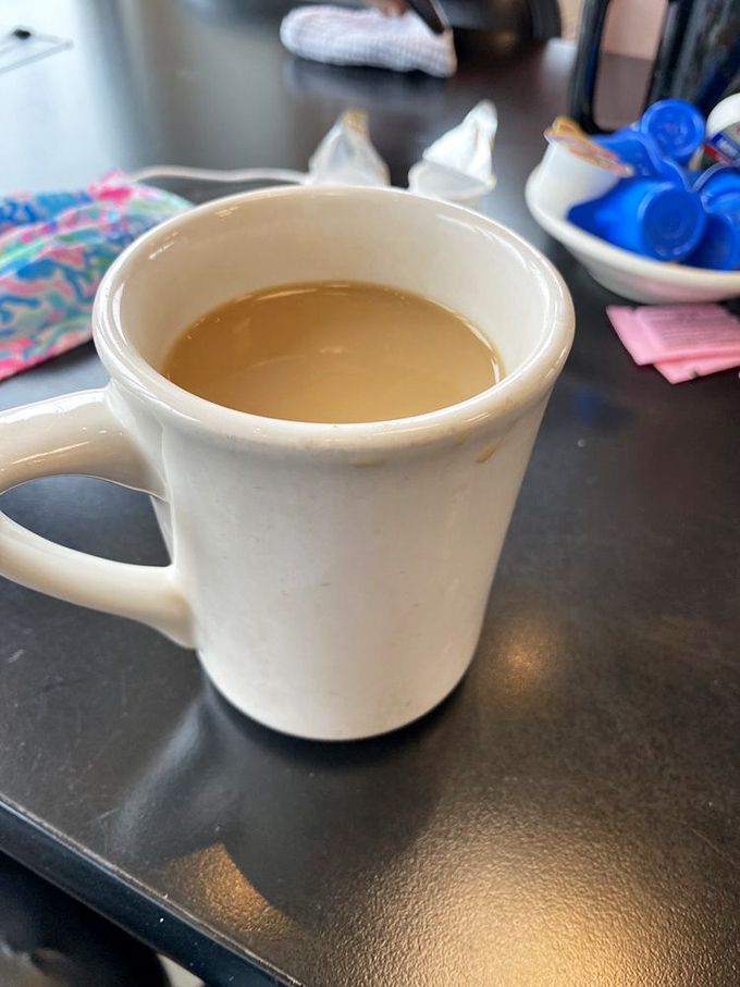 Diner coffee: not pretentious, not complicated, just honest brew that says "good morning" like a firm handshake.